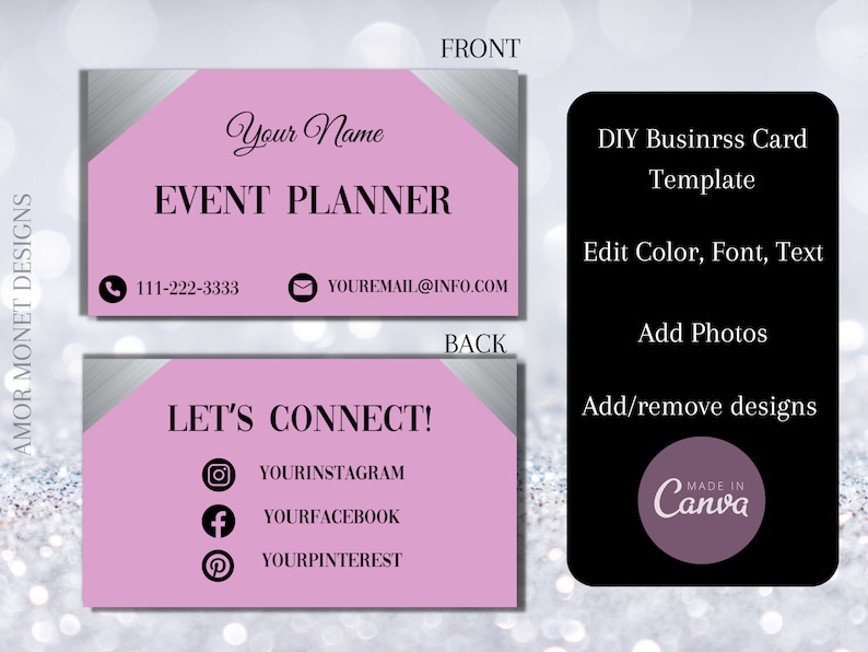 Event Planner Business Card Template, Event Planner Card, Event Planner ...