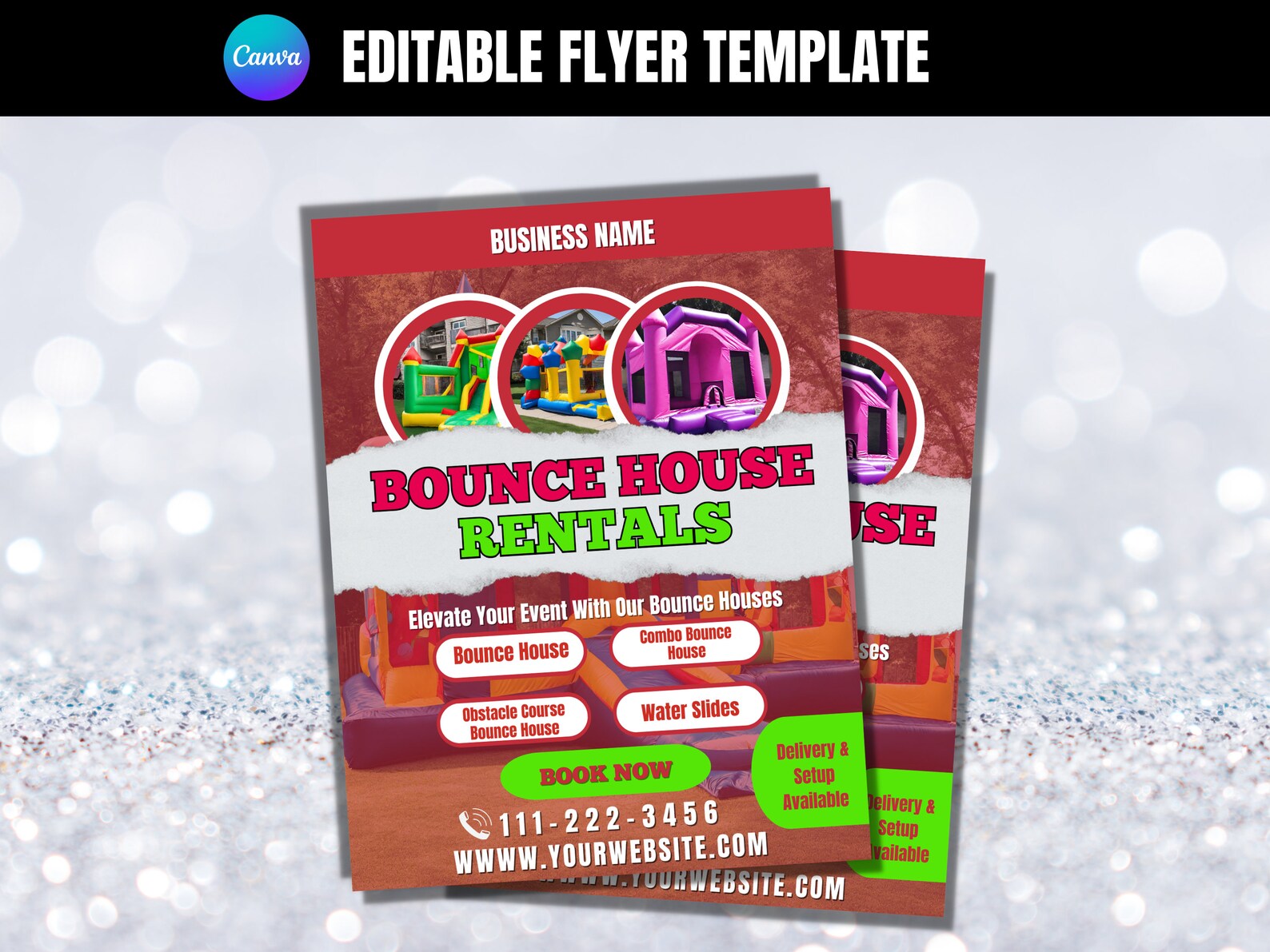 Bounce House Rental Flyer Template: Party Event Flyer (DIY Canva) - Etsy
