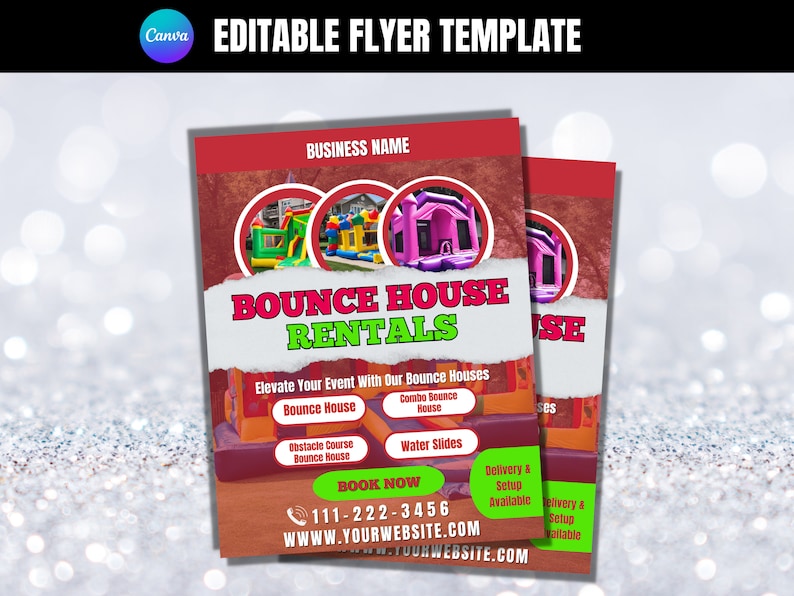 Bounce House Rental Flyer Template: Party Event Flyer (DIY Canva) - Etsy