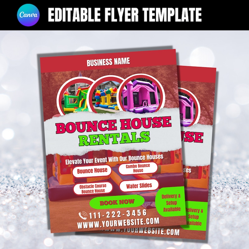 Bounce House Rental Flyers Canva - Etsy