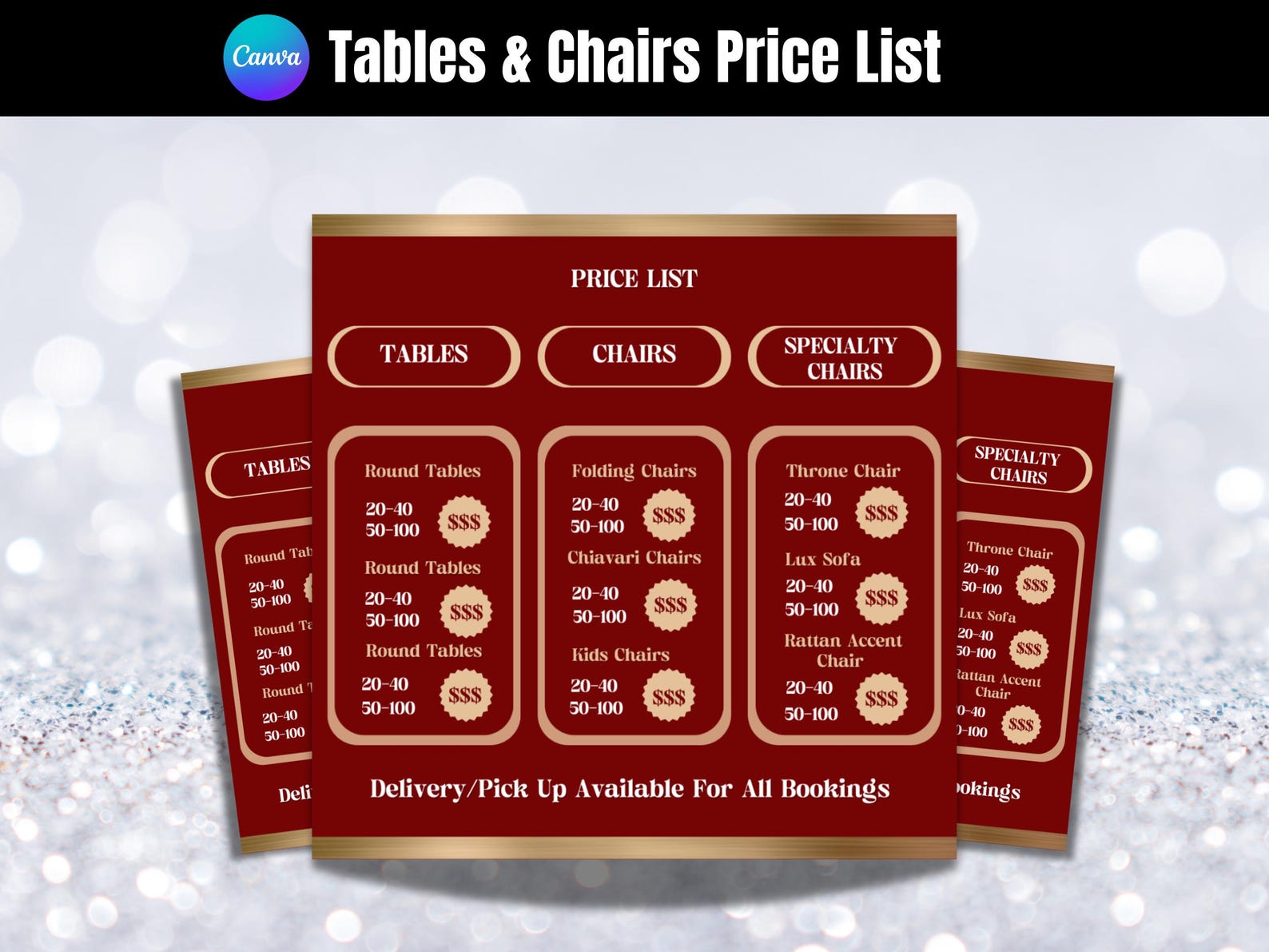 Tables and Chairs Rental Flyer Template: DIY Event Equipment (digital ...