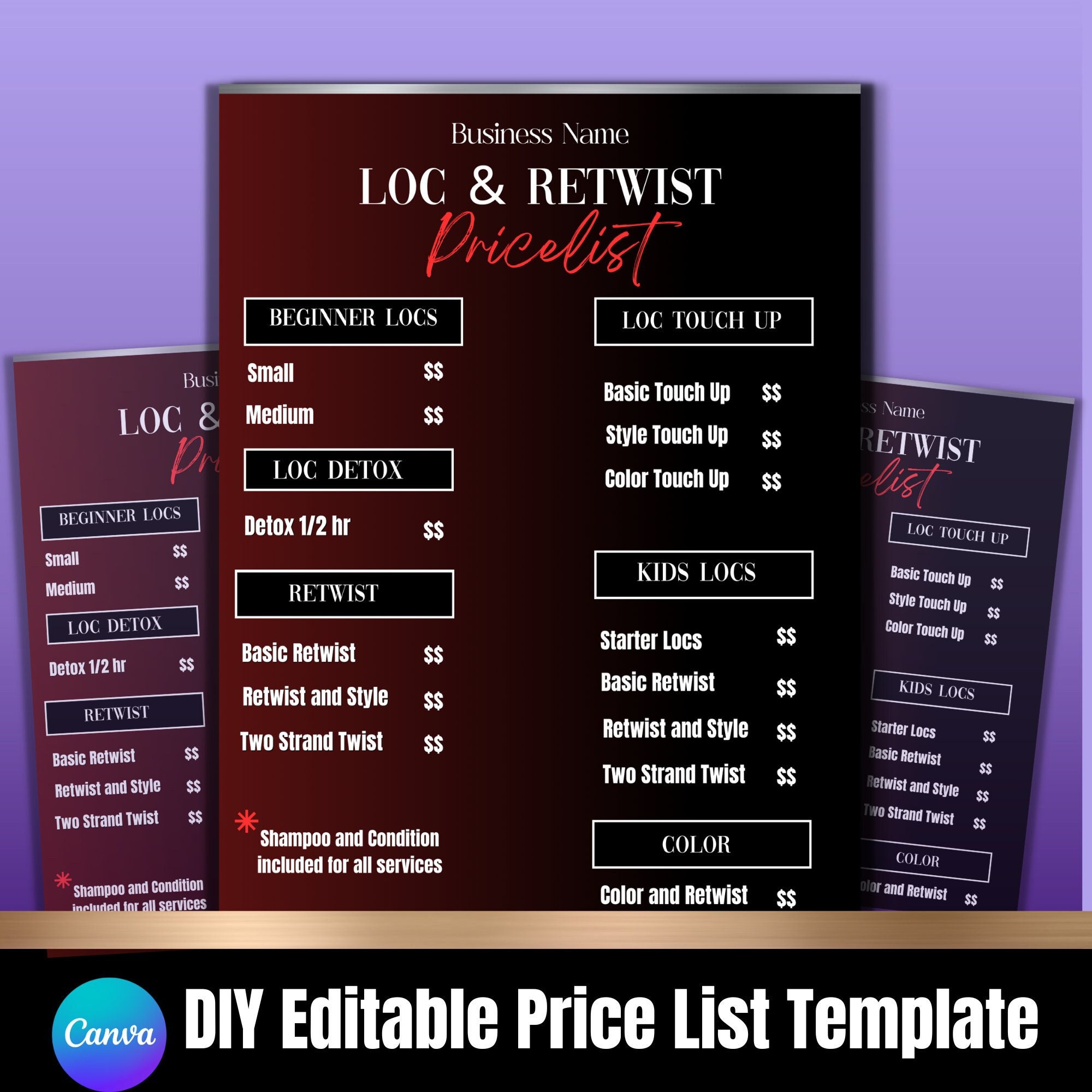 Loc and Retwist Pricelist, Loc and Retvist Flyer, Locs, Hair Pricelist ...