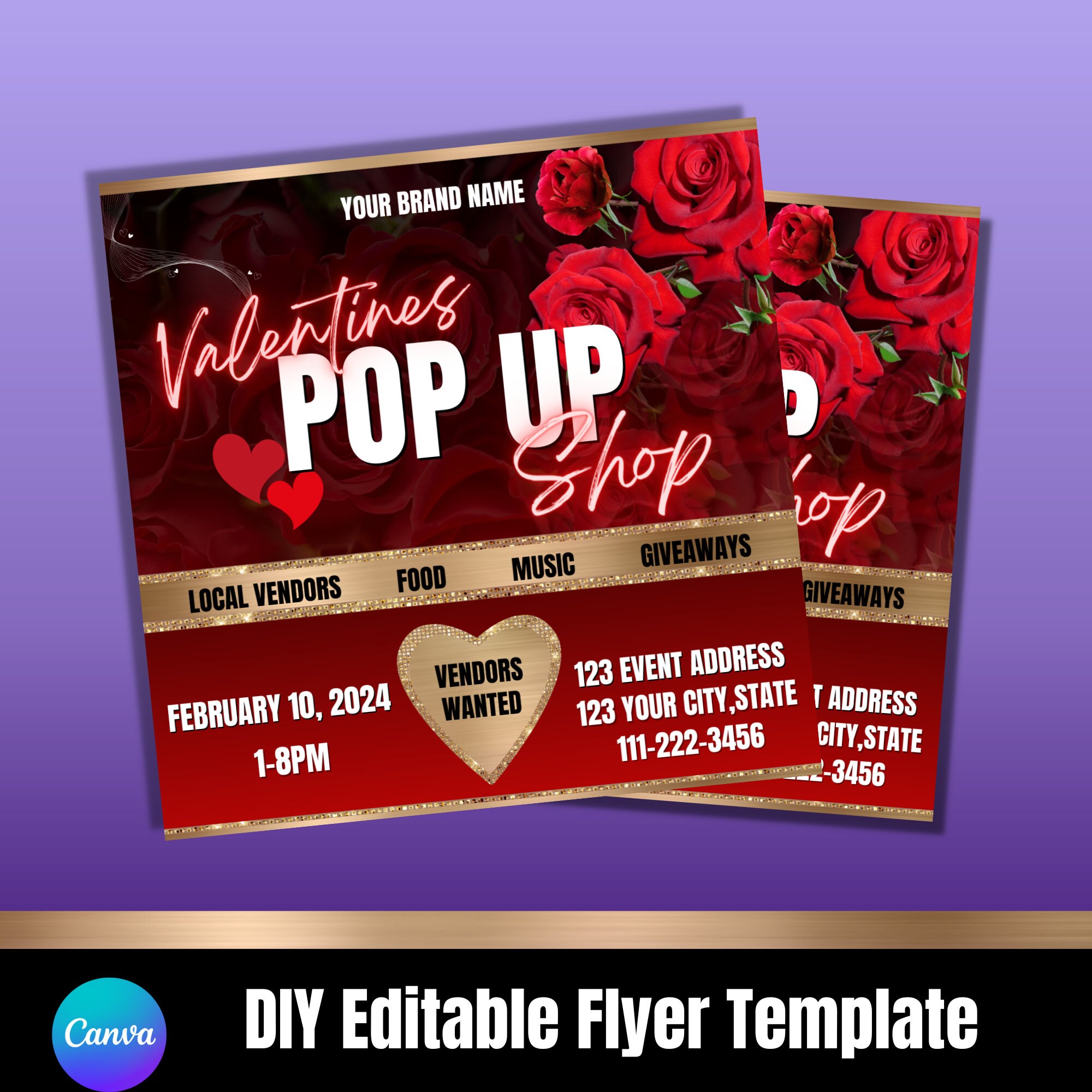 Editable Valentine's Pop up Shop Flyer Template, February Pop up Shop ...