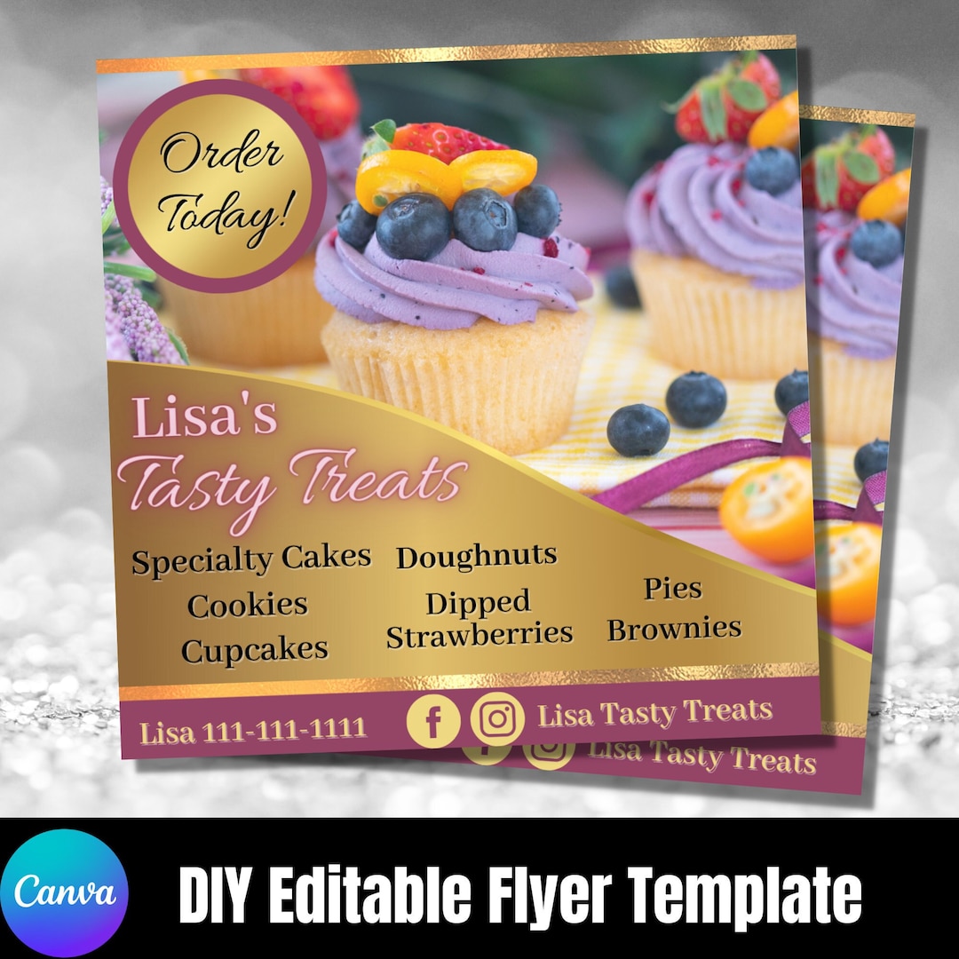Bakery Flyer Template, Bake Sale Flyer, Treats Flyer, Food Flyer ...