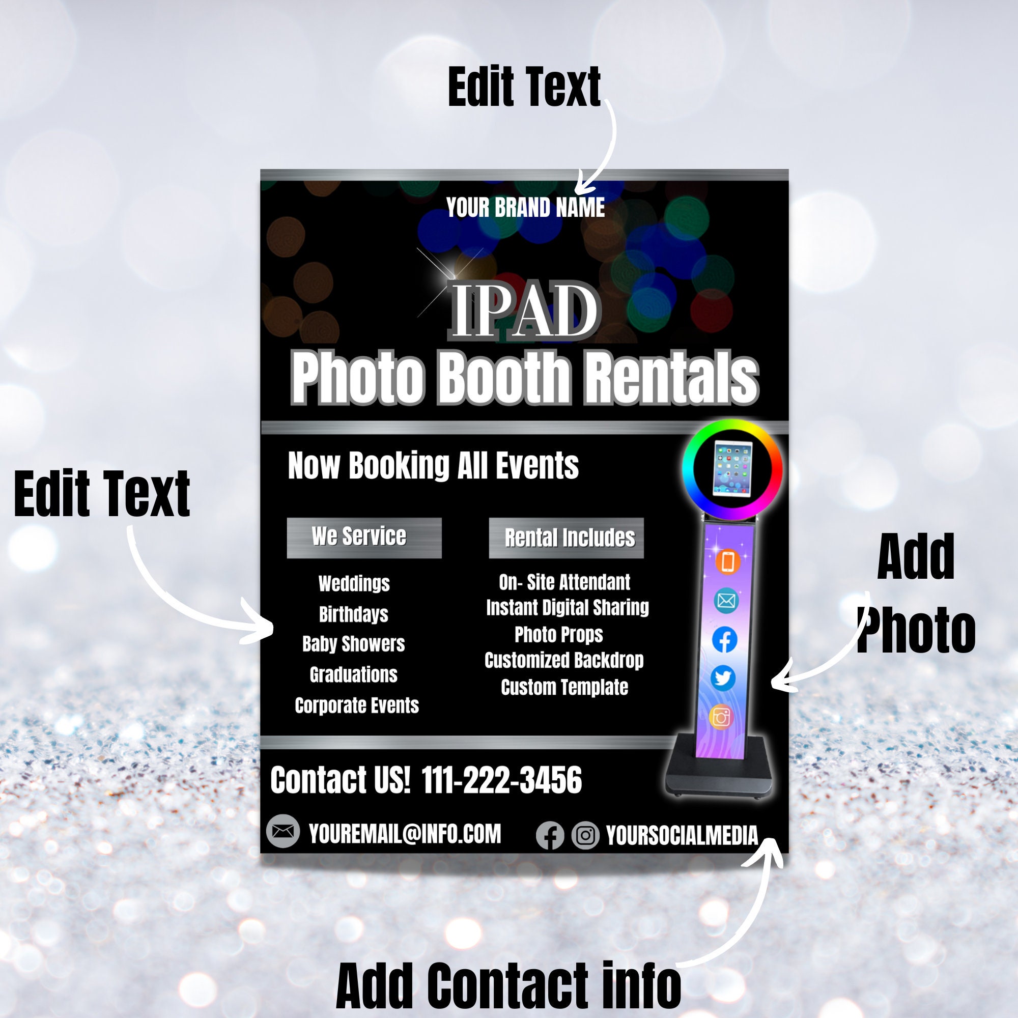 IPad Photo Booth Flyer, Selfie Photo Booth Booking, iPad Photo Booth ...