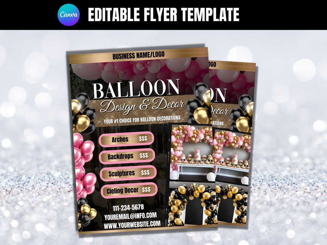 Ballon Decor Flyer Template, Balloon Business Advertisement, DIY ...