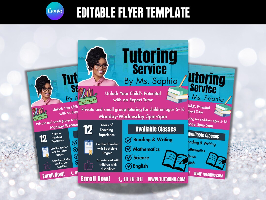 Editable Tutoring Flyer Template: Canva Advertisement (digital Download ...