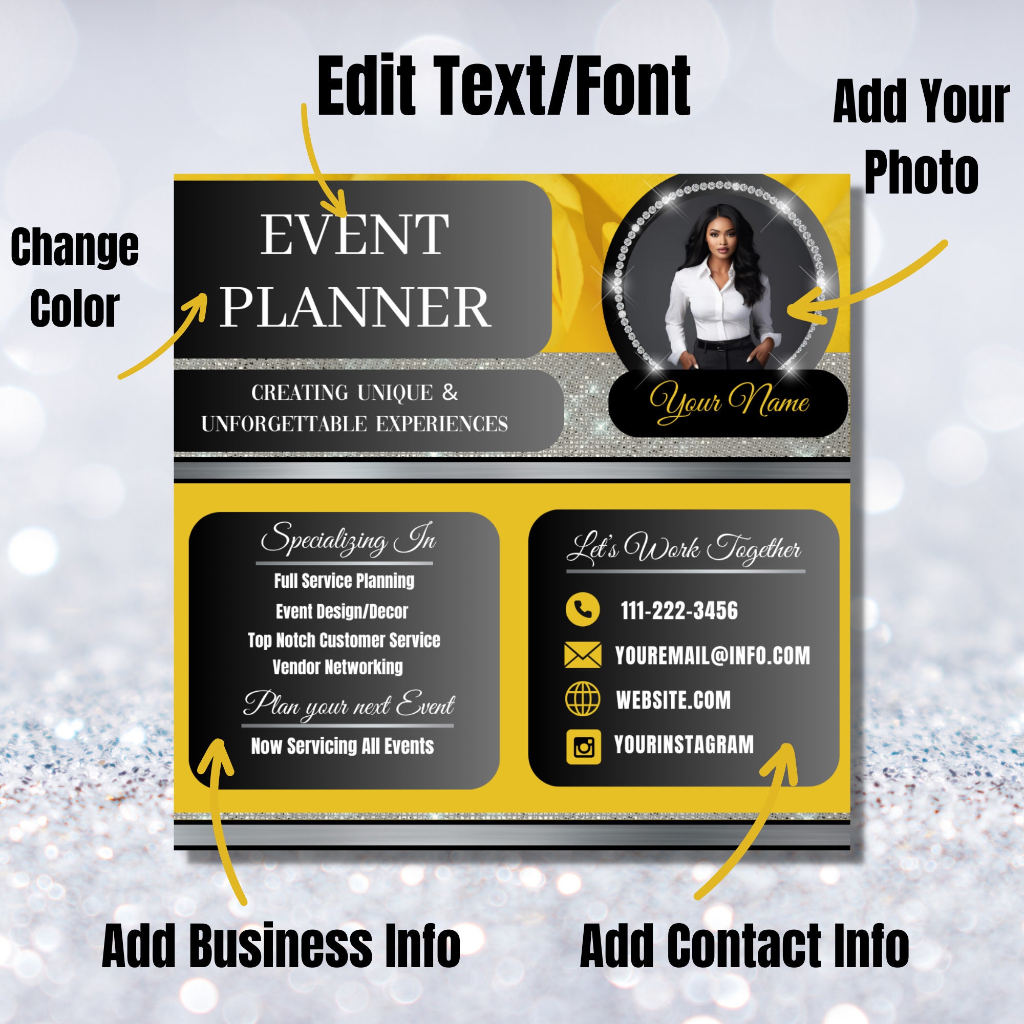 Event Planner Flyer Template: Editable DIY Canva Design (digital ...