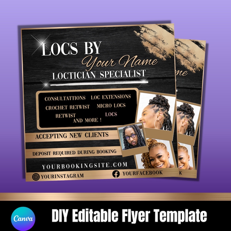 Loctician Flyer Template: Editable Loc & Retwist Design (digital ...