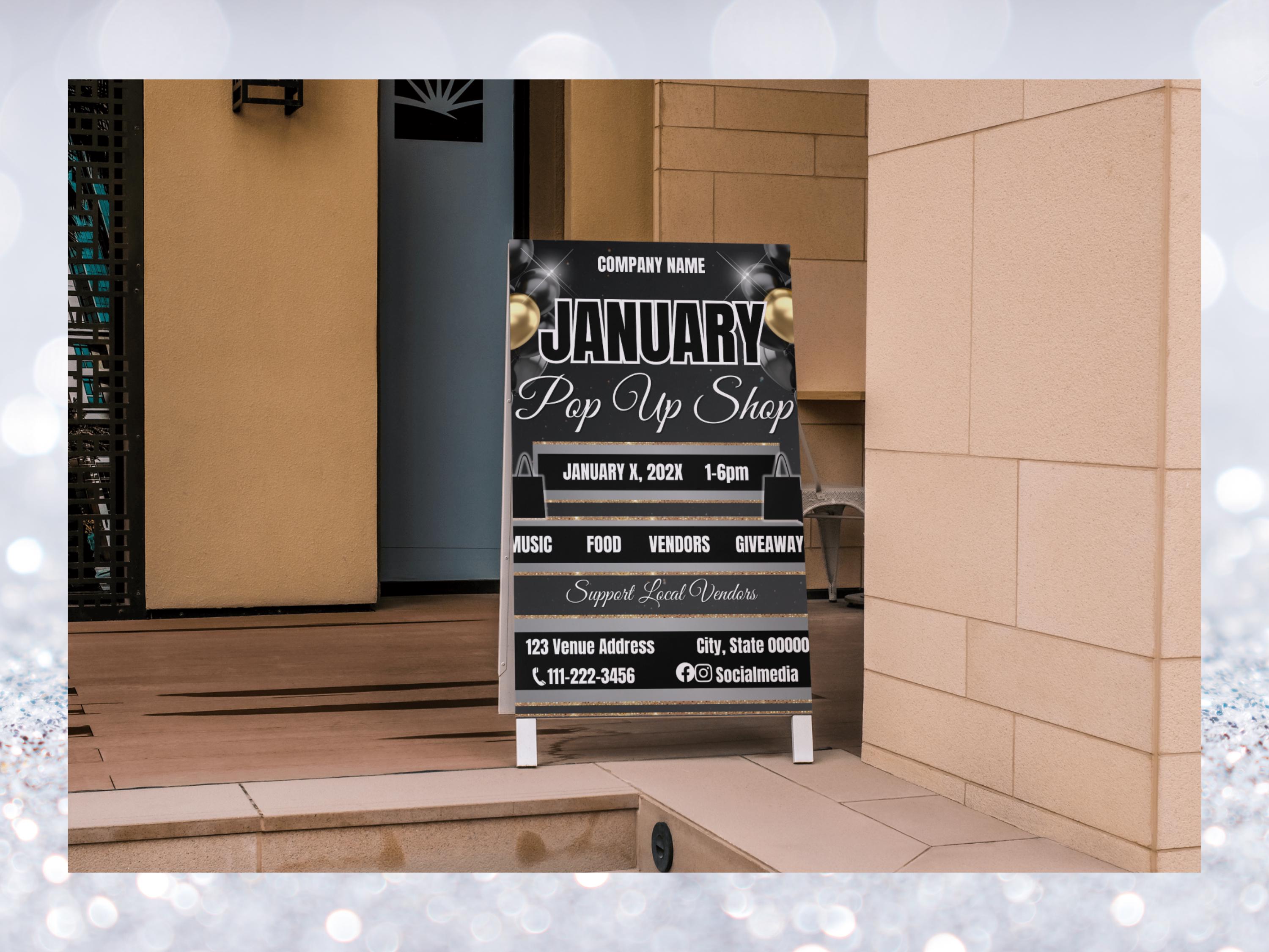 January Pop up Shop Flyer Template, New Year Flyer, Pop up Event ...