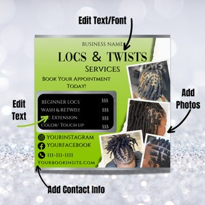 Loc Services Flyer Template, Loc Price List, Retwist Flyer Template ...