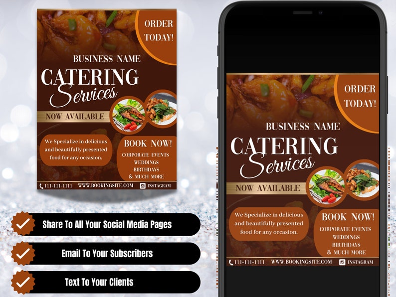 Catering Flyer Template: Editable Food Service Flyer (canva) - Etsy