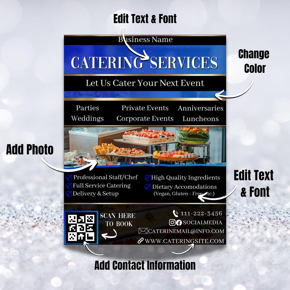 Catering Flyer Template: Editable Food Service Advertisement (canva) - Etsy