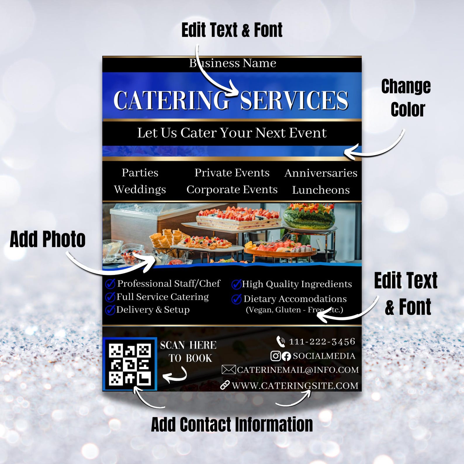 Catering Flyer Template: Editable Food Service Advertisement (canva) - Etsy