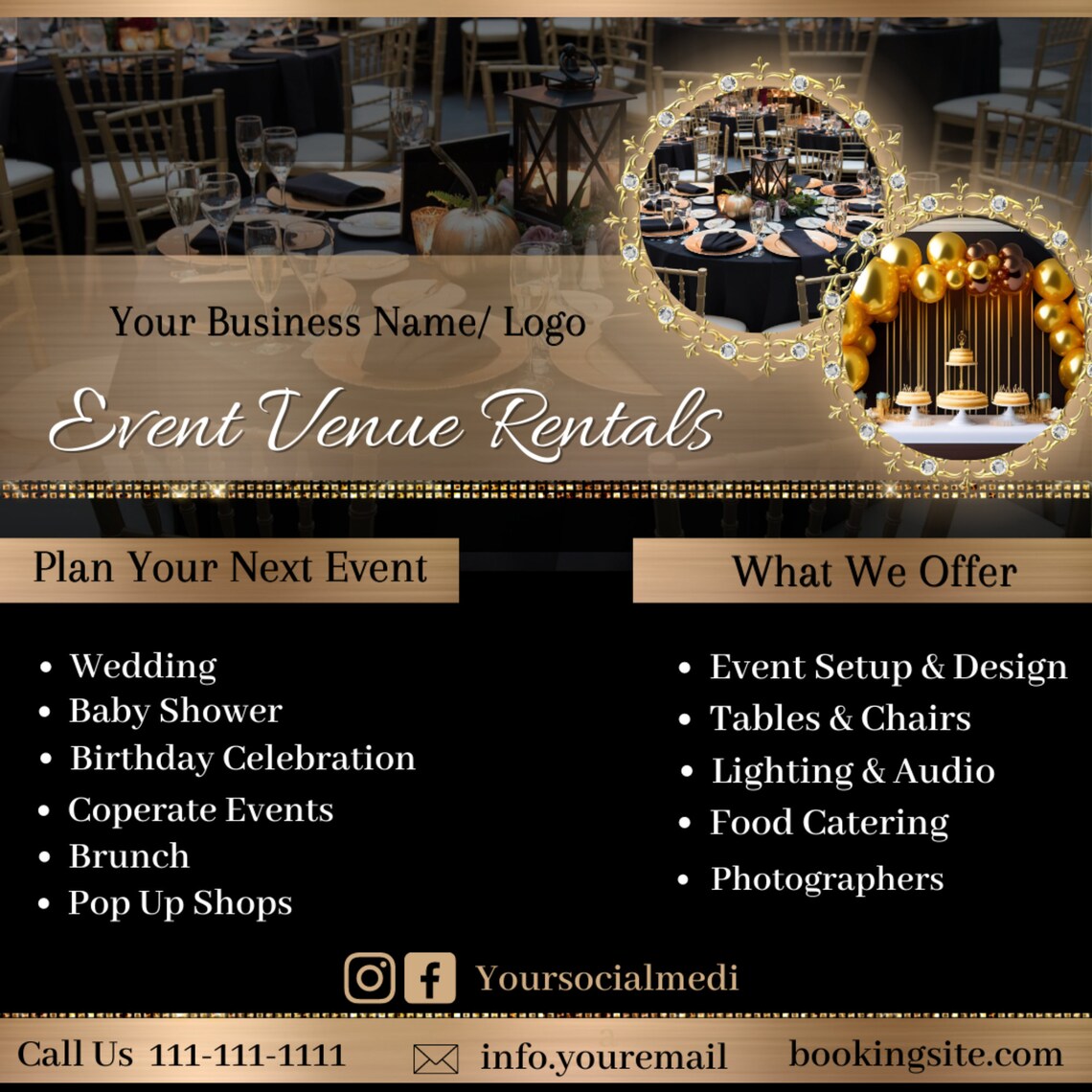 Event Rental Space Flyer Party Rental Flyer Event Rental - Etsy