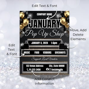 January Pop up Shop Flyer Template, New Year Flyer, Pop up Event ...