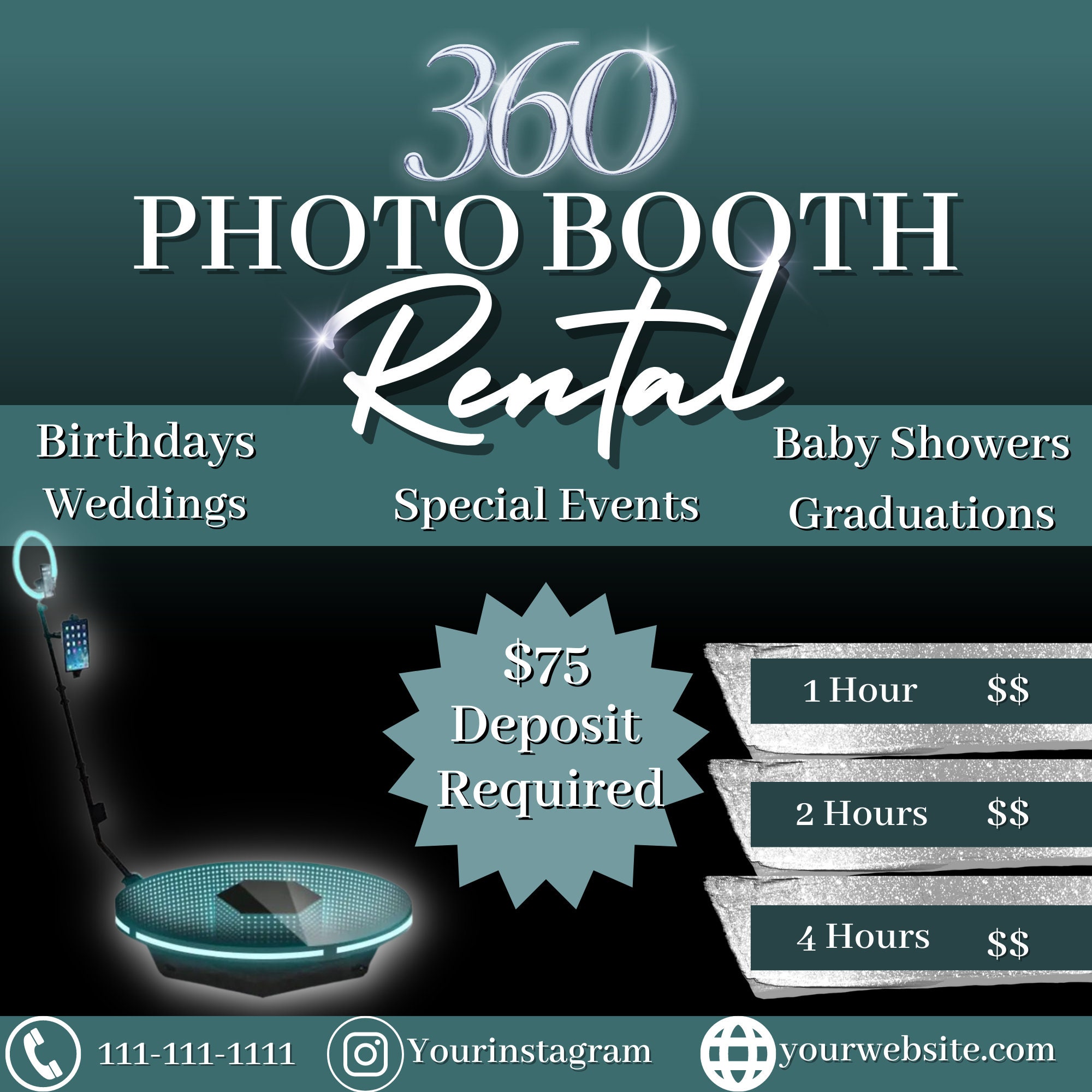 360 Photo Booth Flyer, 360 Flyer, Photo Booth Rental Flyer, 360 Booth ...
