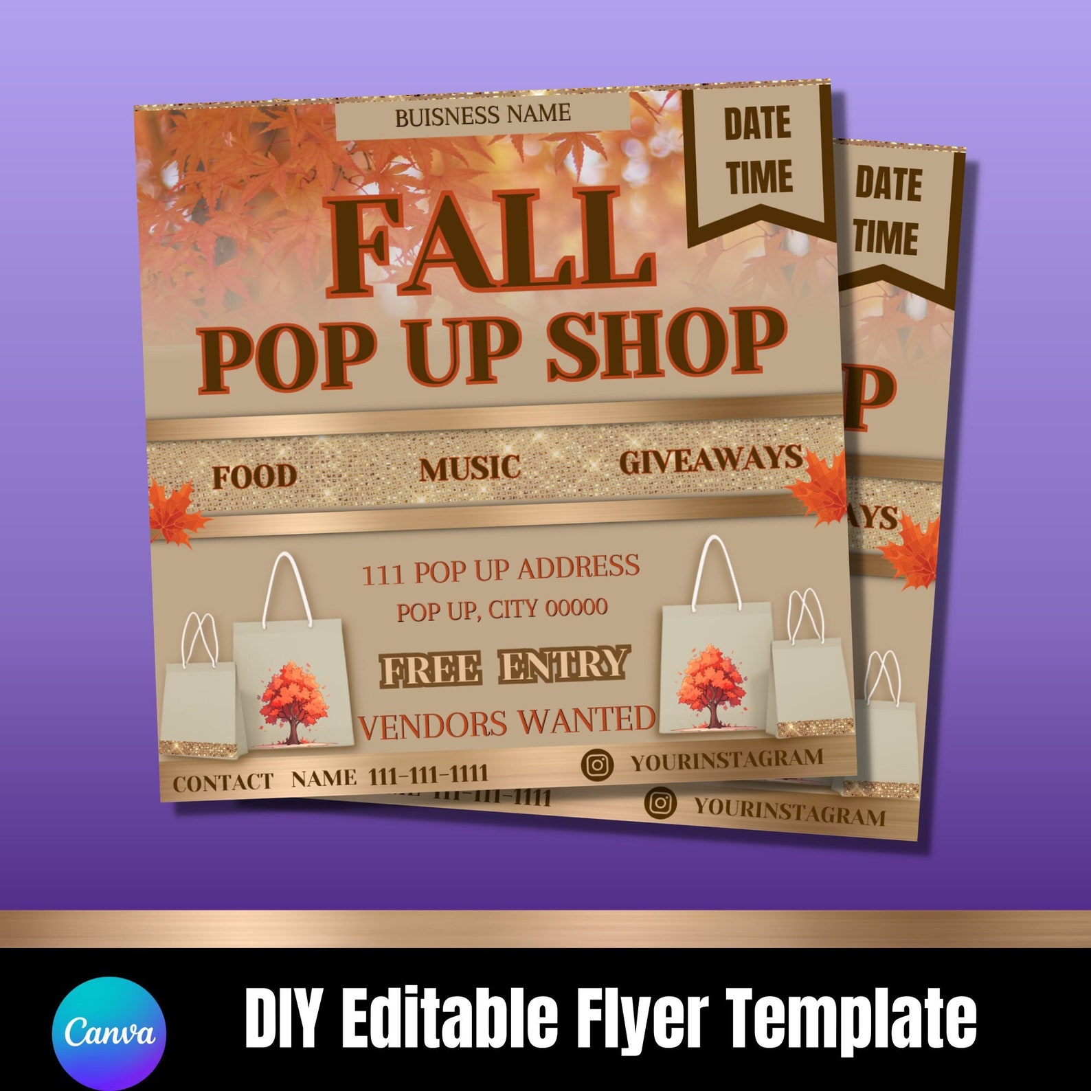 Fall Pop up Shop Flyer, Fall Sale Flyer, DIY Canva Flyer Template, Pop ...