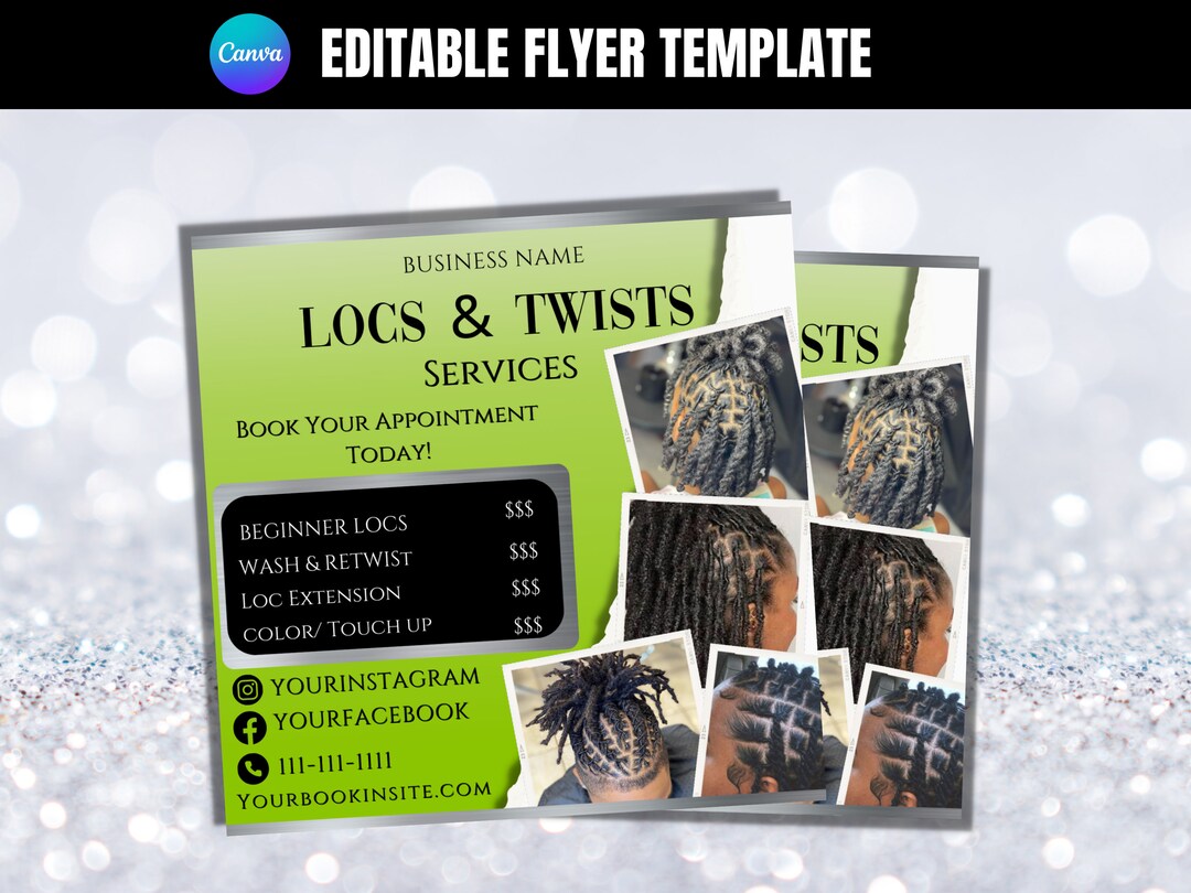 Loc Services Flyer Template, Loc Price List, Retwist Flyer Template ...