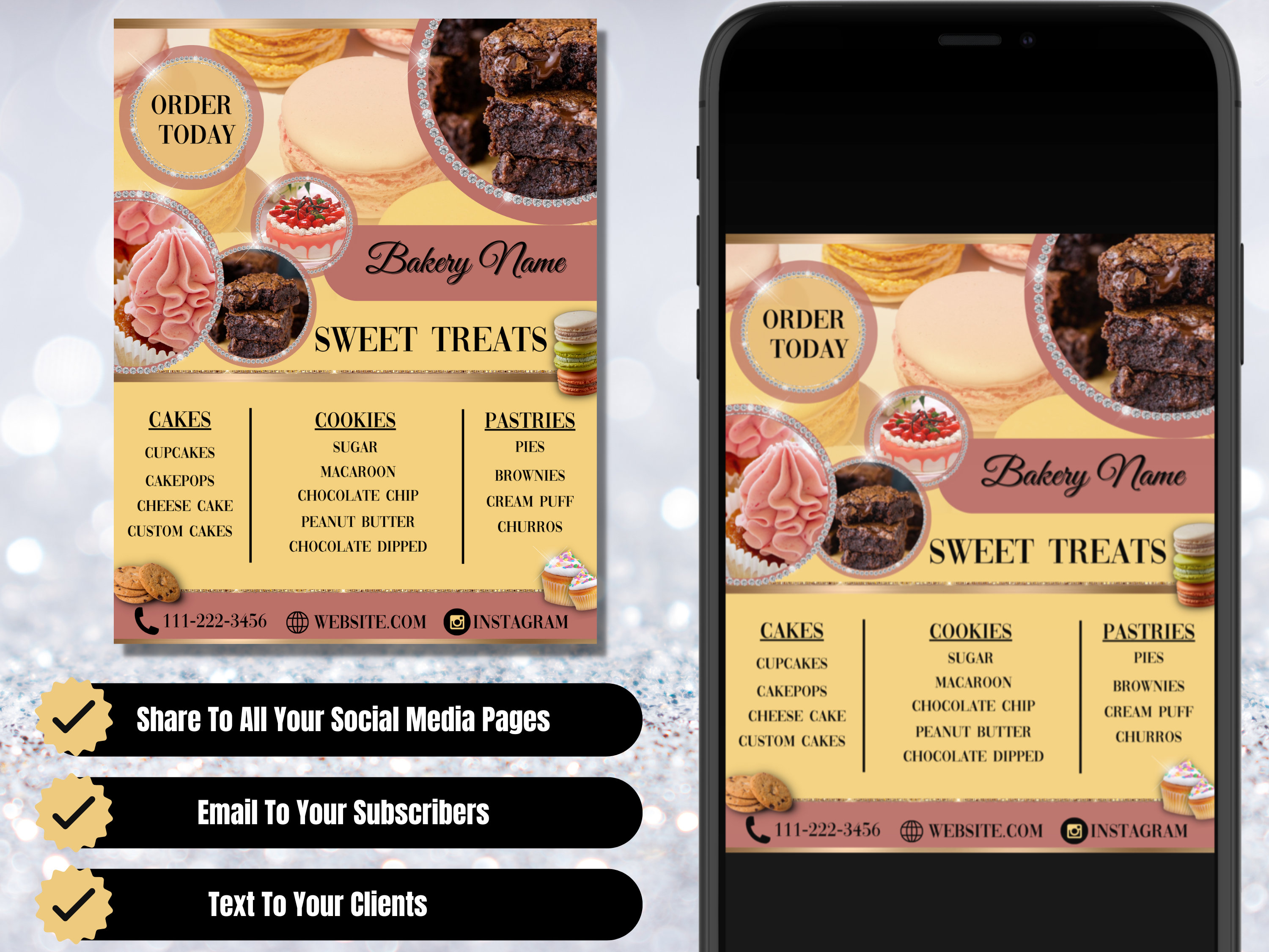 Editable Bakery Flyer Template: Cake & Pastry Shop (DIY Canva) - Etsy