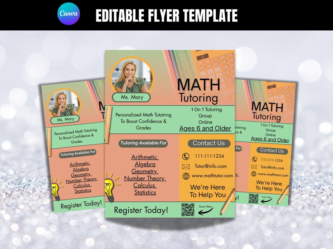 Math Tutor Flyer Template: DIY Tutoring Services Advertisement (canva ...