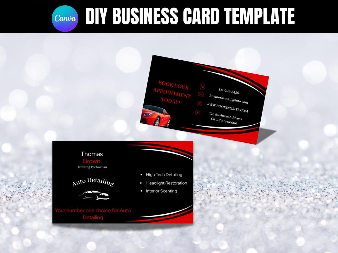 Auto Detailing Business Card Template, Automotive Services ...