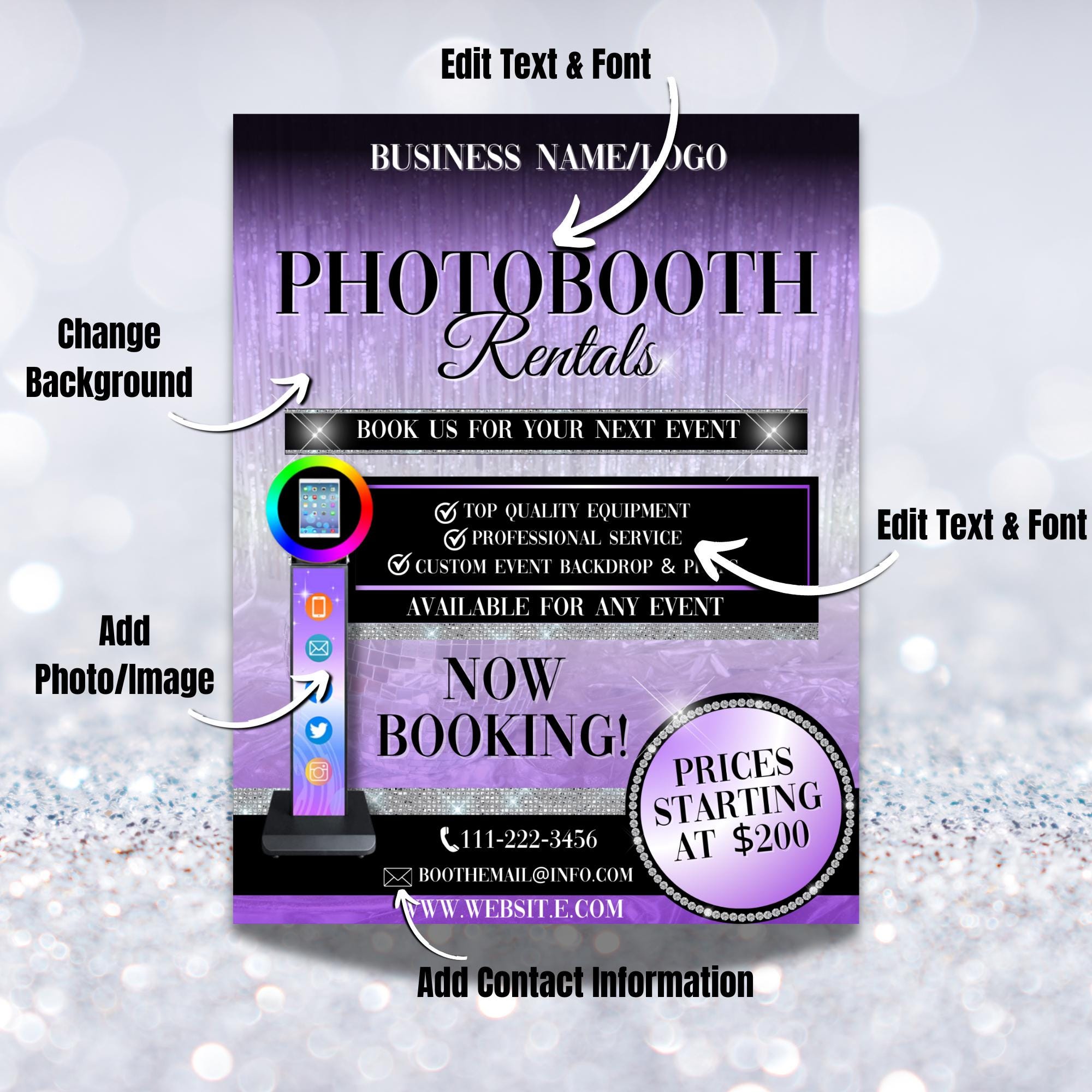 Photo Booth Rental Flyer Template: DIY Event Advertising (canva) - Etsy
