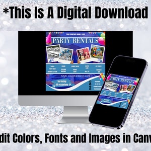 Party Rentals Flyer: Event Equipment, DIY Canva Template (digital ...