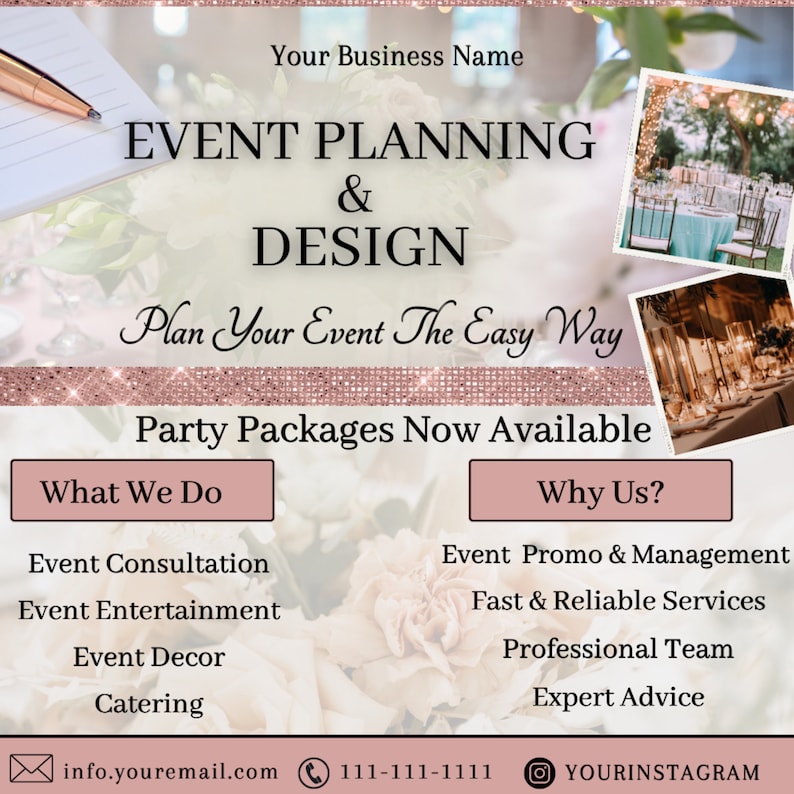 Event Planner Flyer, Wedding Planner, Event Flyer, Event Planning, Party Planner Advertisement ...