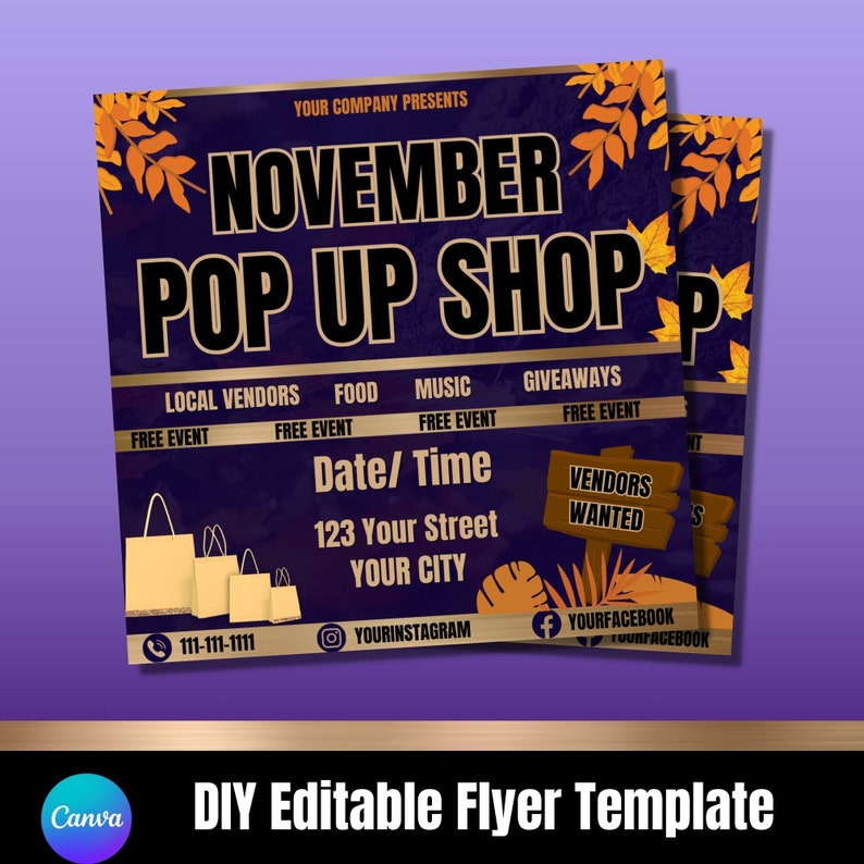 November Pop up Shop Flyer Template DIY Event Flyer Pop up - Etsy