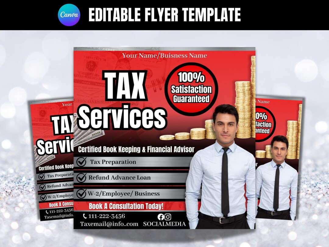 Male Tax Prep Flyer Template, Tax Services, Tax Season Flyer, DIY Tax ...