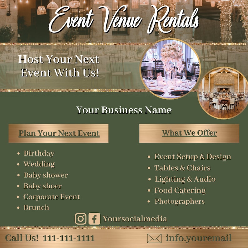 Event Venue Flyer Template: Party Rental Advertisement (DIY Canva) - Etsy