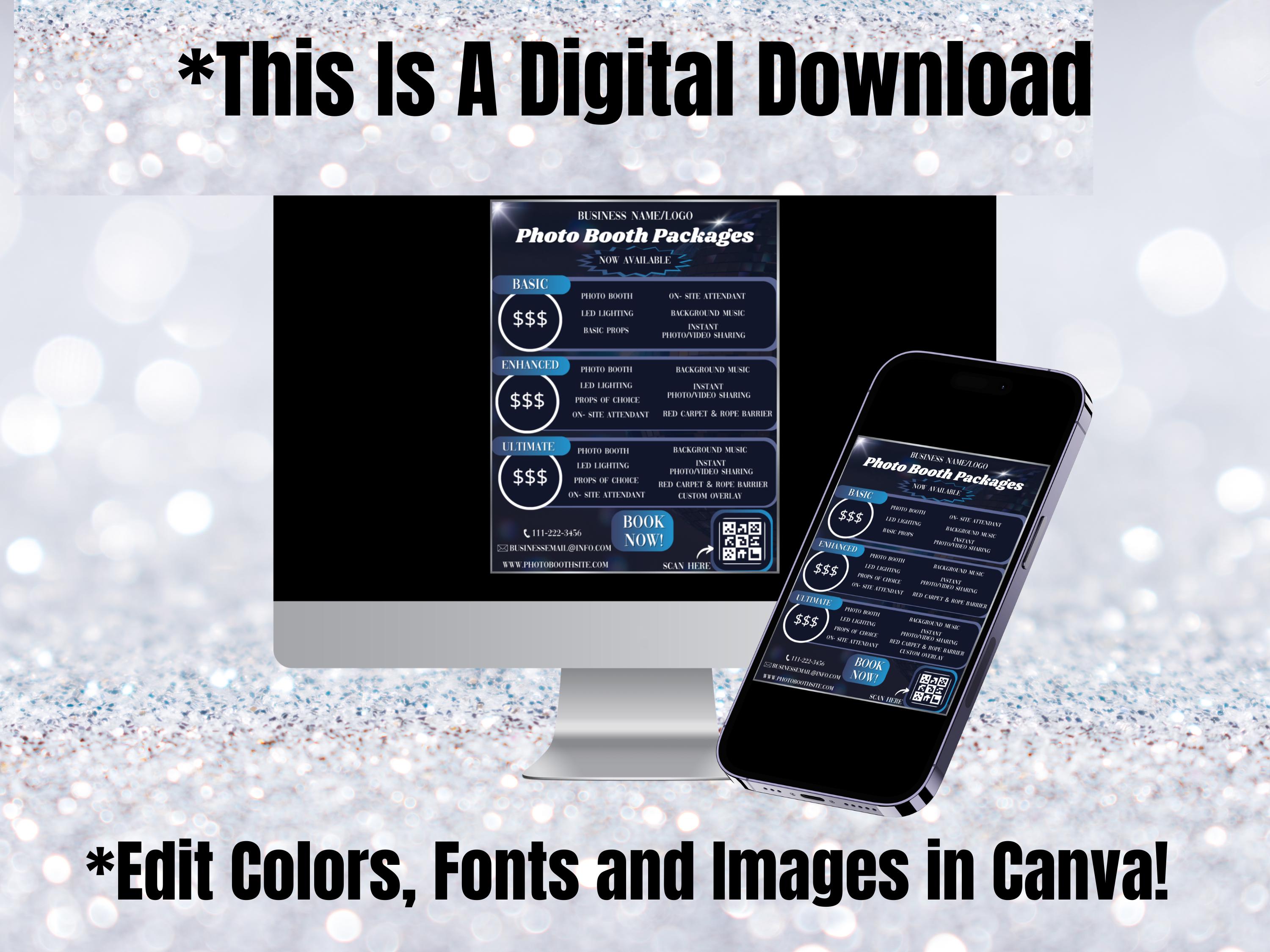 360 Photo Booth Price List Template: DIY Event Flyer (digital Download ...