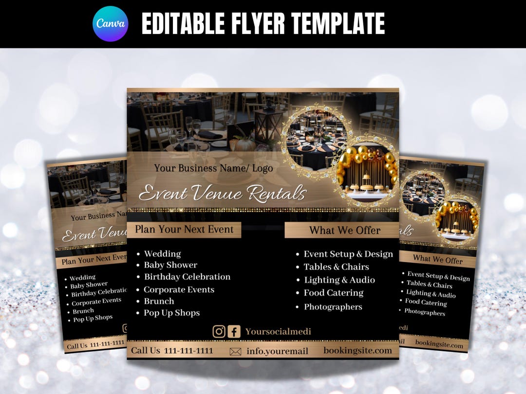 Event Venue Flyer Template: Editable Party Rental Ad (digital Download ...