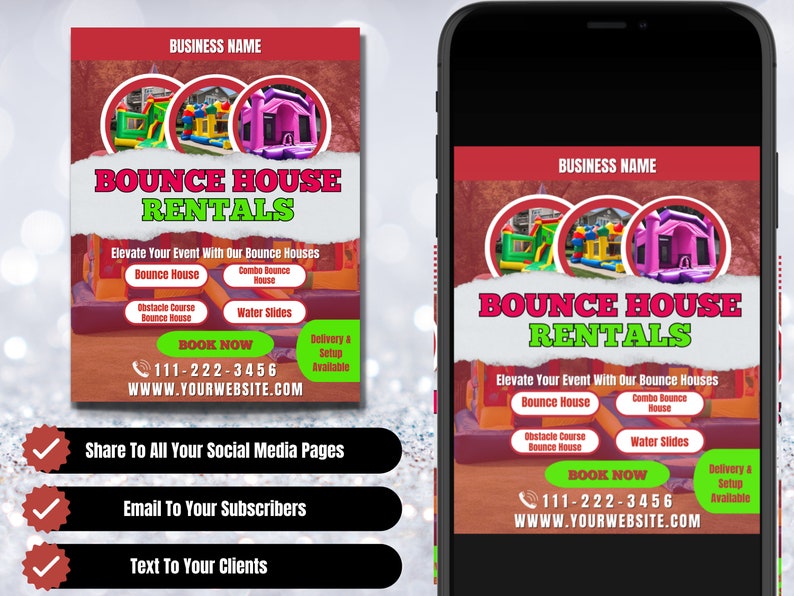 DIY Bounce House Rental Flyer Template, Moon Bounce Rental Flyer, Party ...