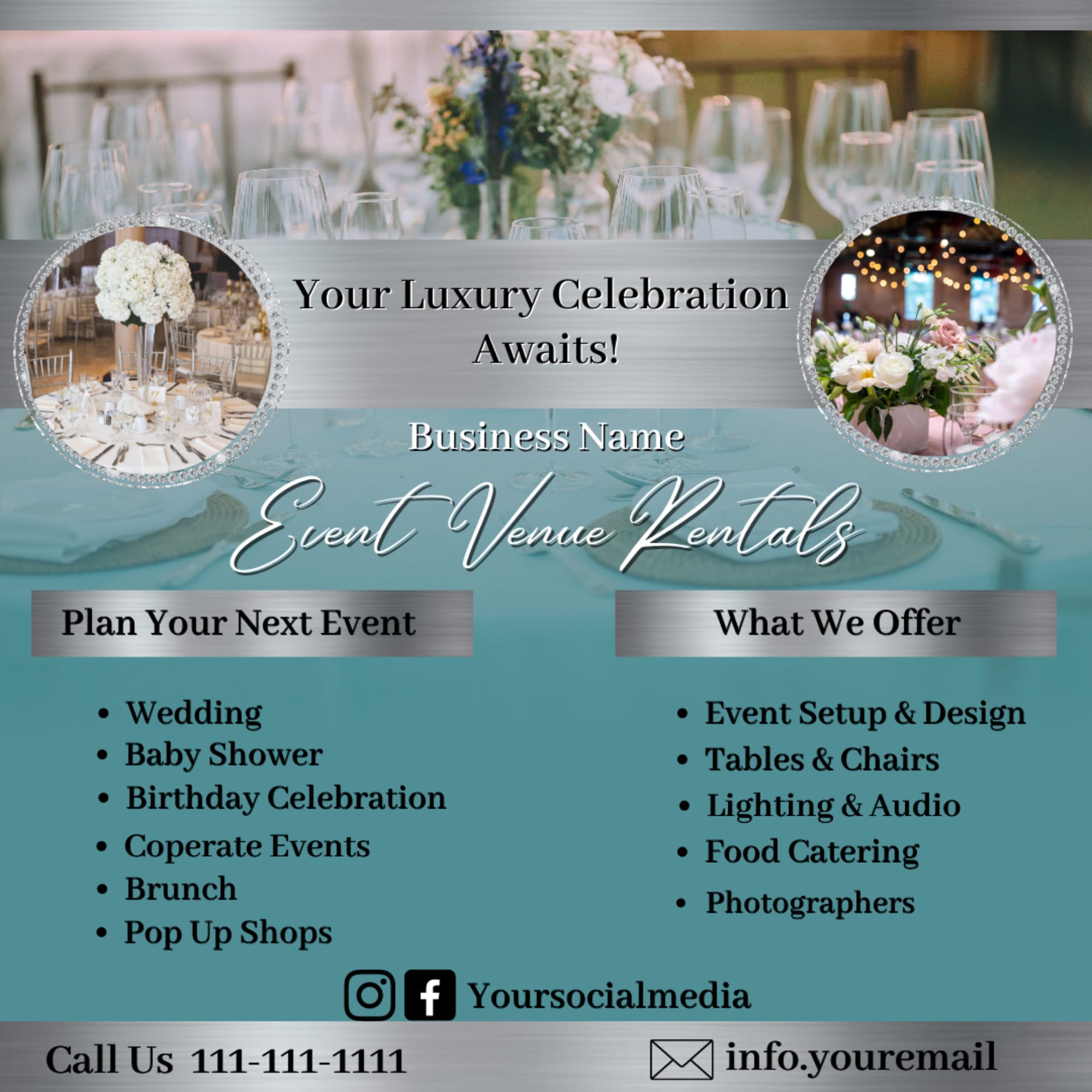 Event Rental Space Flyer, Party Rental Flyer, Event Rental ...