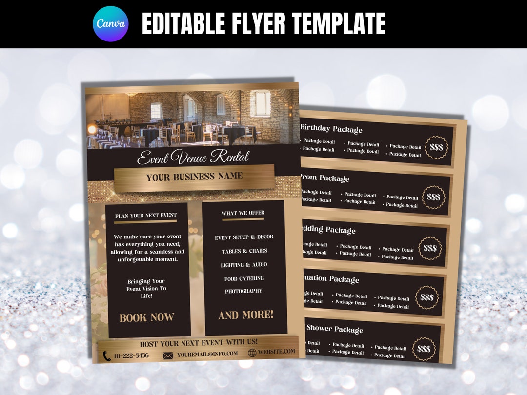 Event Venue Rental Flyer Template: DIY Party Brochure (canva) - Etsy