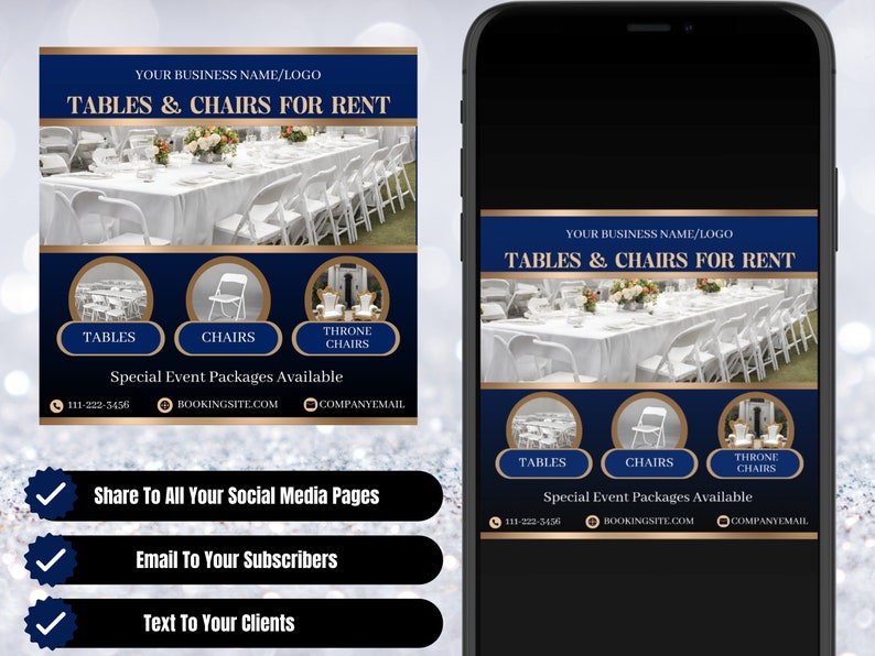Tables and Chairs Rental Flyer Template: DIY Event Equipment (digital ...