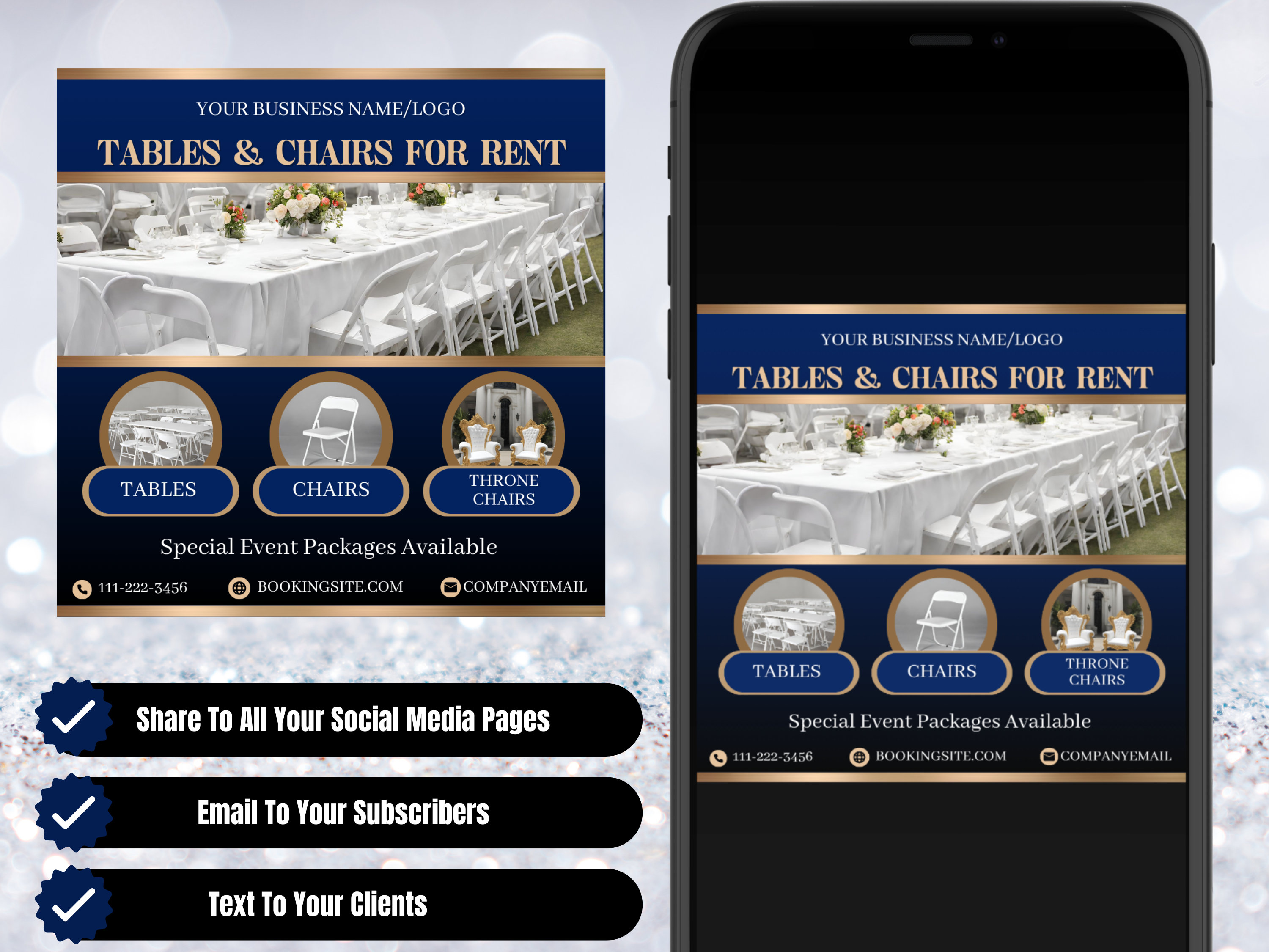 Tables and Chairs Rental Flyer Template: DIY Event Equipment (digital ...