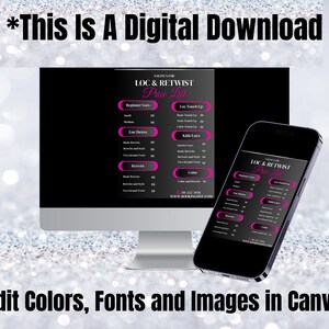 Pink Loctitian Price List Template, Salon Price List, Loc Price List ...