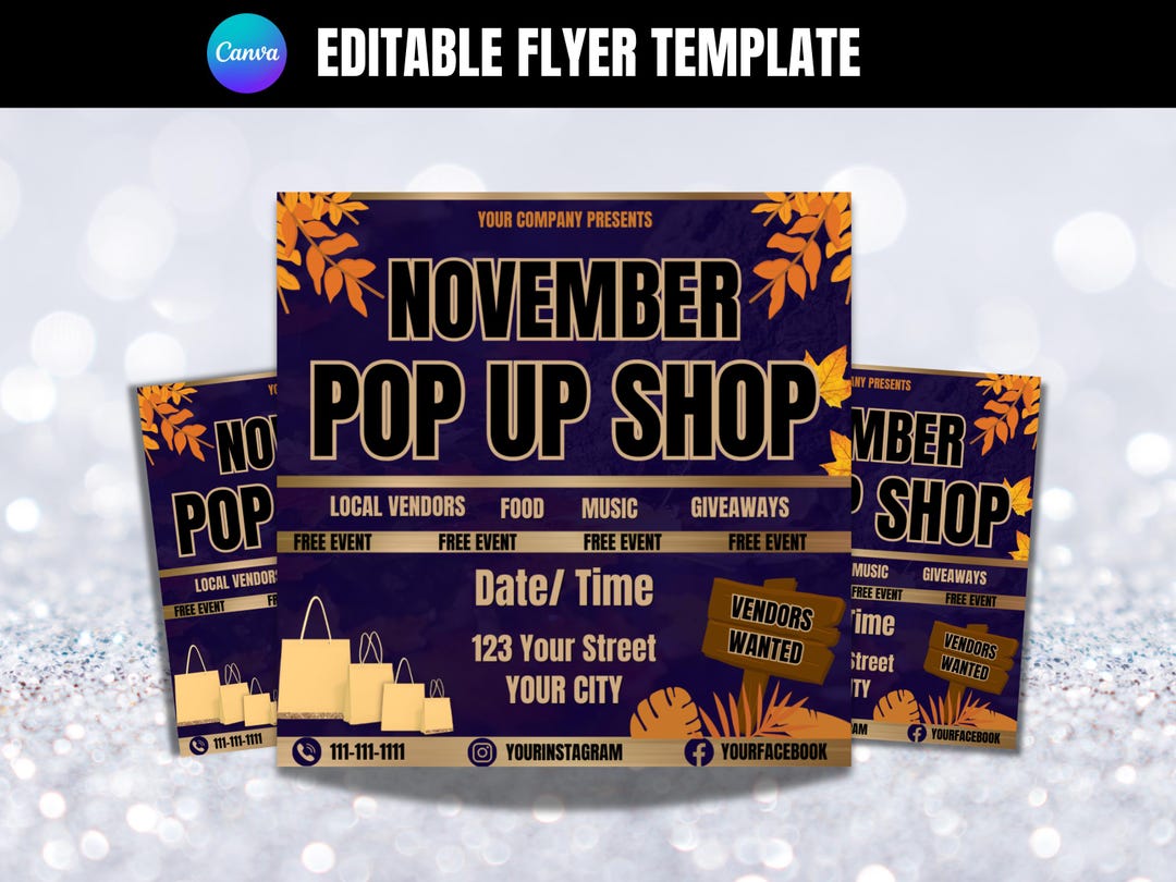 November Pop up Shop Flyer Template: DIY Event, Social Media (digital ...