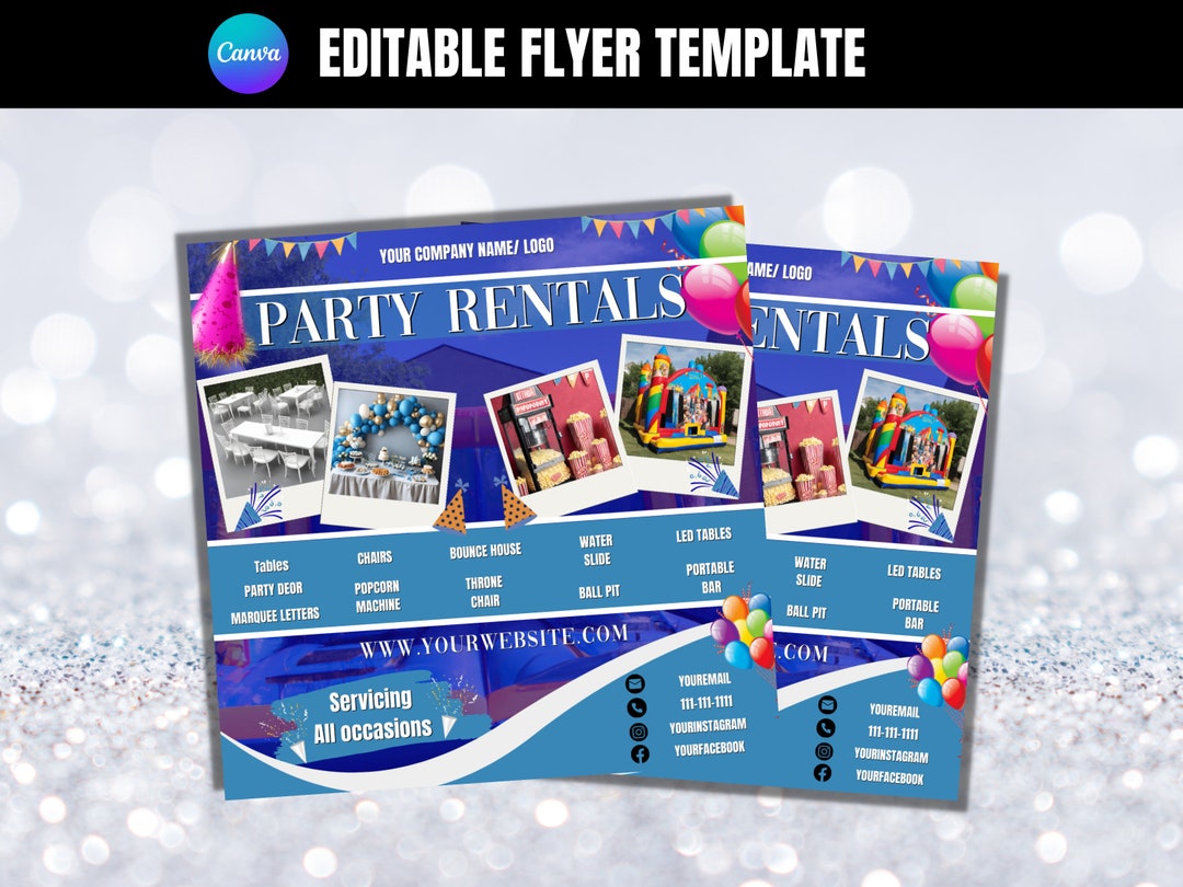 Party Rentals Flyer: Event Equipment, DIY Canva Template (digital ...