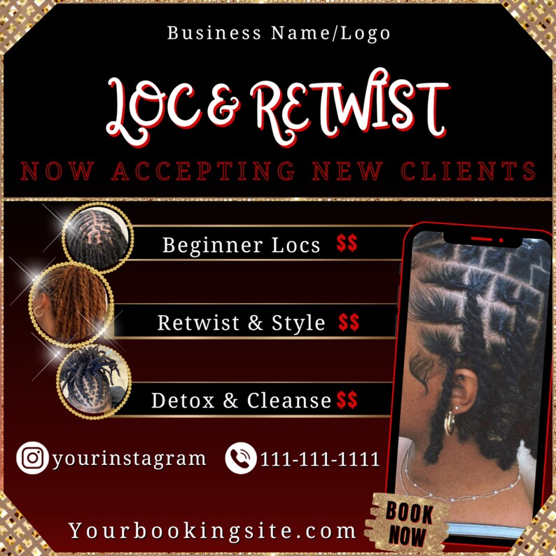 Loc and Retwist Flyer Template, Loctitian Flyer, Retwist Flyer ...