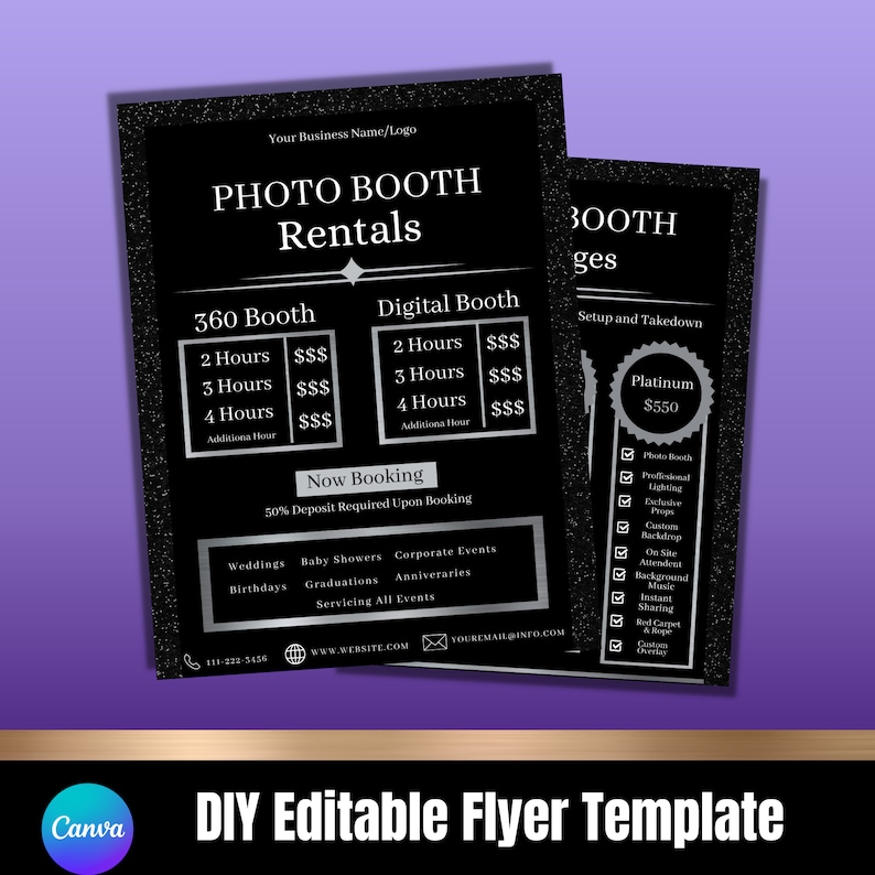 360 Photo Booth Flyer Template: DIY Event Advertising (canva) - Etsy