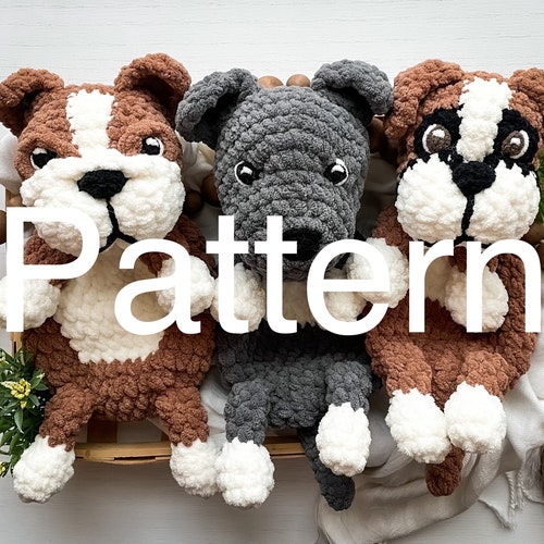 English Bulldog Pitbull Boxer Lovey Pattern Crochet Dog - Etsy