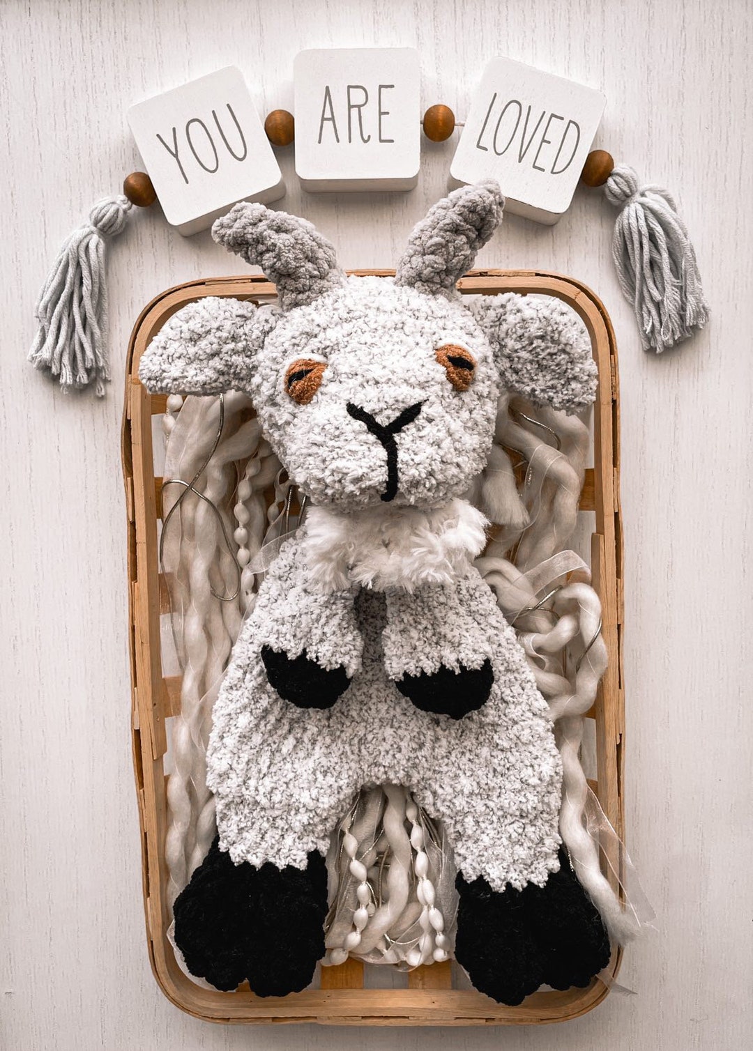 Crochet Goat Lovey, Farmer Baby Gift, Goat Plush, Goat Stuffed Animal ...