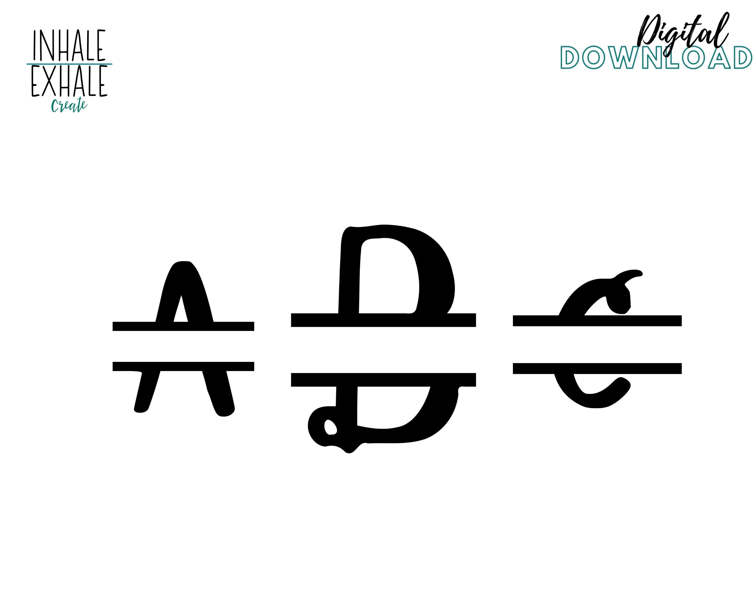 Split Monogram A-Z Svgs, Pngs and Matching Font - Etsy