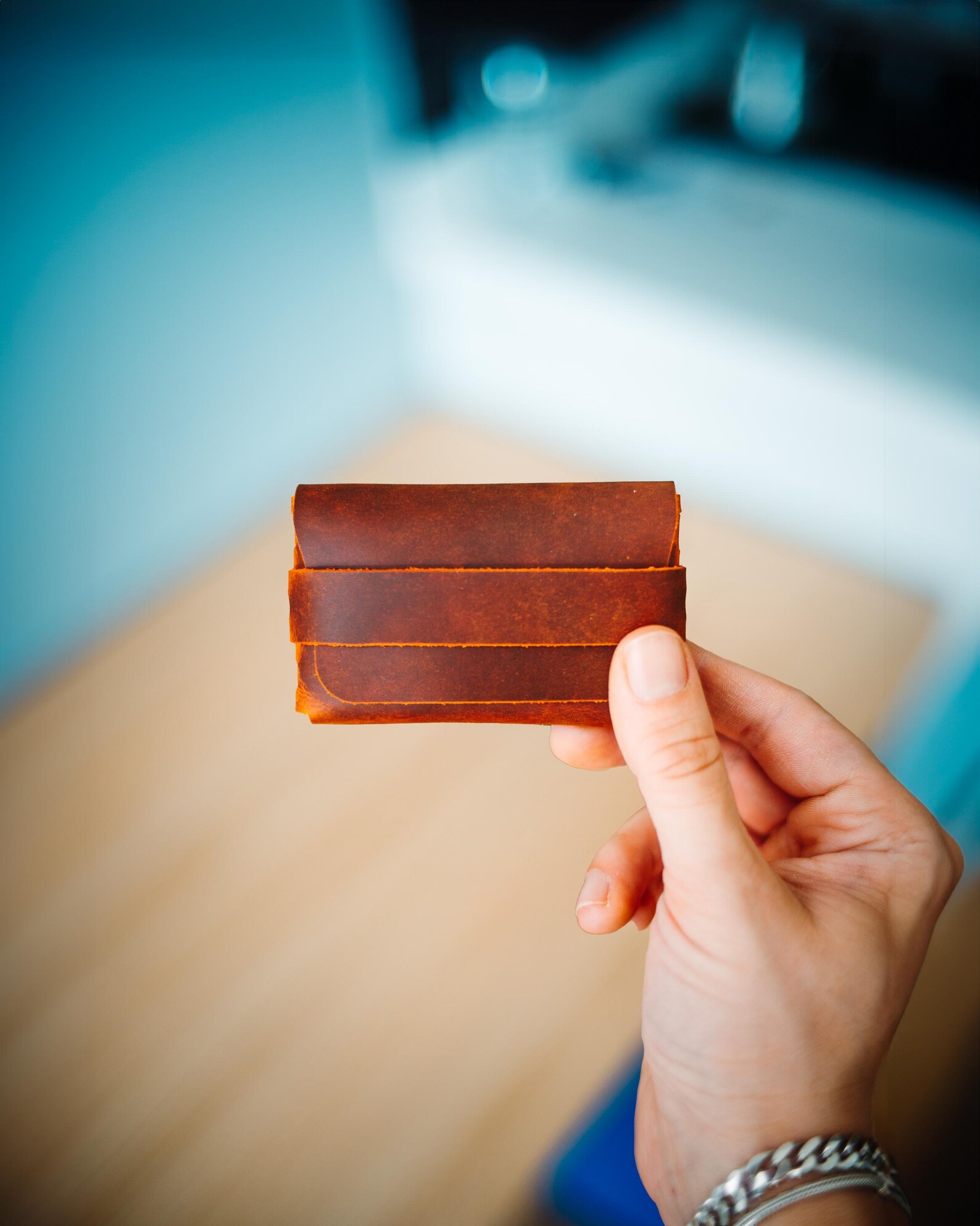 Double Color Leather Wallet – Soft Leather Edition, Handmade Minimalist ...