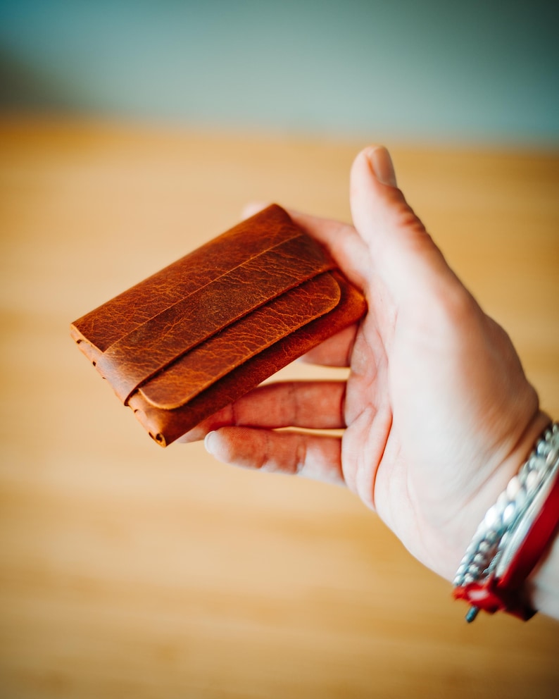 Double Color Leather Wallet – Soft Leather Edition, Handmade Minimalist ...