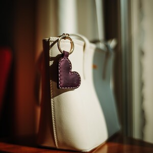 Handmade Leather Heart Keychain: Padded Bag Charm, Valentine's Gift - Etsy